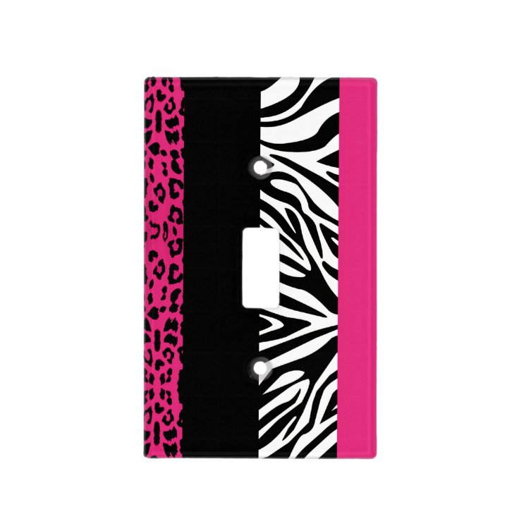 Hot Pink Leopard and Zebra Animal Print Light Switch Cover | Zazzle