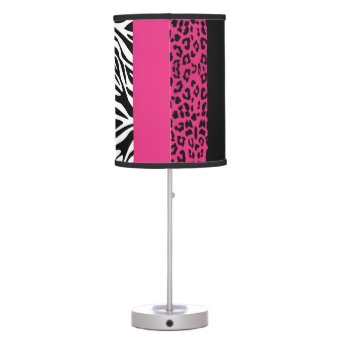 Hot Pink Leopard and Zebra Custom Animal Print Table Lamp | Zazzle