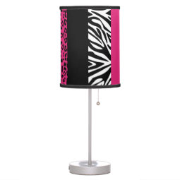 Hot Pink Leopard and Zebra Custom Animal Print Table Lamp | Zazzle