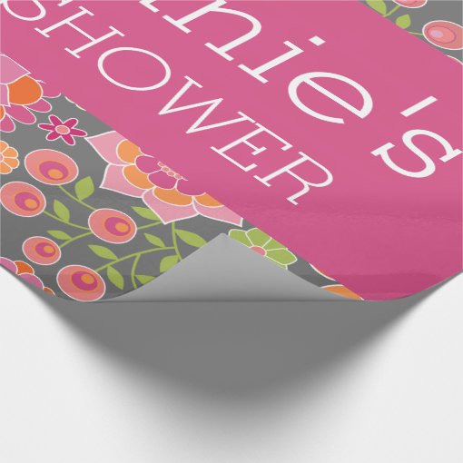 Hot Pink & Lime Green Flowers - Bridal Shower Wrapping Paper | Zazzle