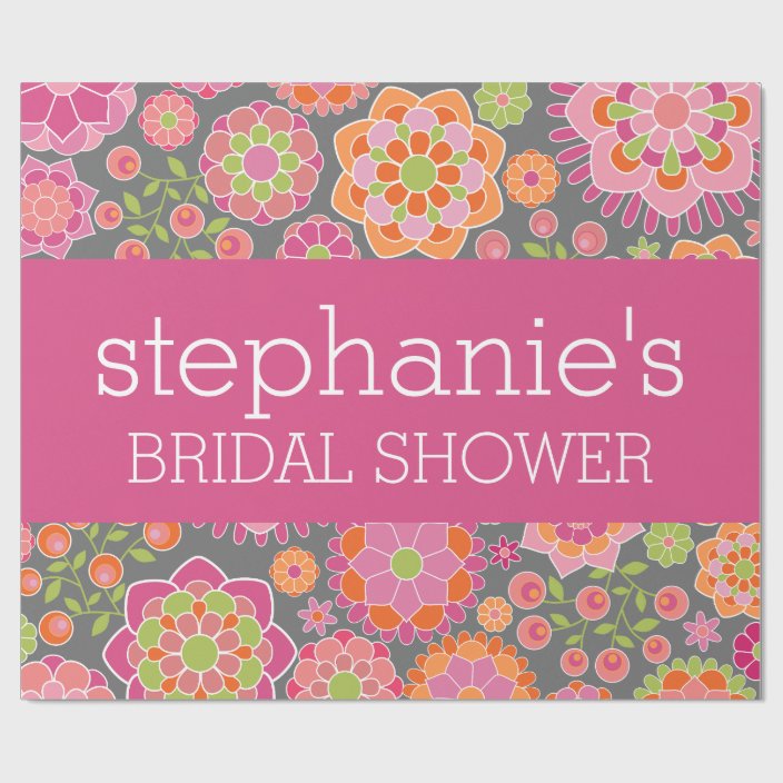 Hot Pink & Lime Green Flowers - Bridal Shower Wrapping Paper | Zazzle.com
