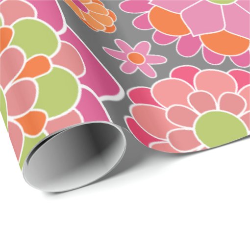 Hot Pink & Lime Green Flowers - Bridal Shower Wrapping Paper | Zazzle