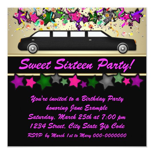 Sweet Sixteen Party Night Dazzle Black Invitation | Zazzle.com