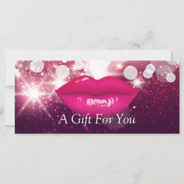 Hot Pink Lips Glitter Sparkles Gift Certificate | Zazzle