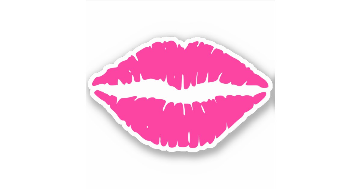 Hot Pink Lips Kiss Sticker | Zazzle