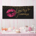 Hot Pink Lips With Gold Glitter Confetti Banner | Zazzle