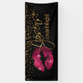 Hot Pink Lips With Gold Glitter Confetti Banner | Zazzle