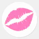 Hot Pink Lipstick Print Classic Round Sticker | Zazzle
