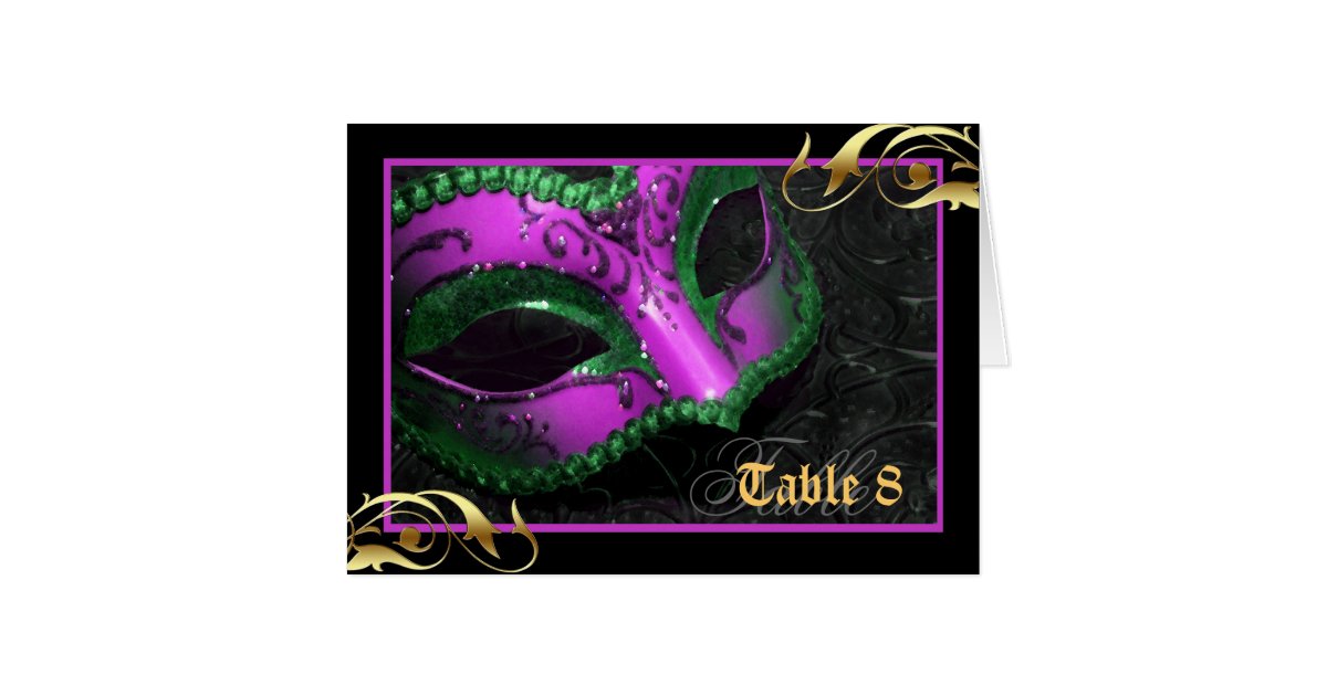 Hot Pink Masquerade Mask Table Number Card | Zazzle