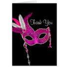 Hot Pink Masquerade Party Mask Thank You Cards | Zazzle.com