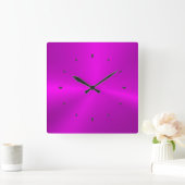 Hot-pink Metallic Design-Stainless Steel Look Square Wall Clock | Zazzle