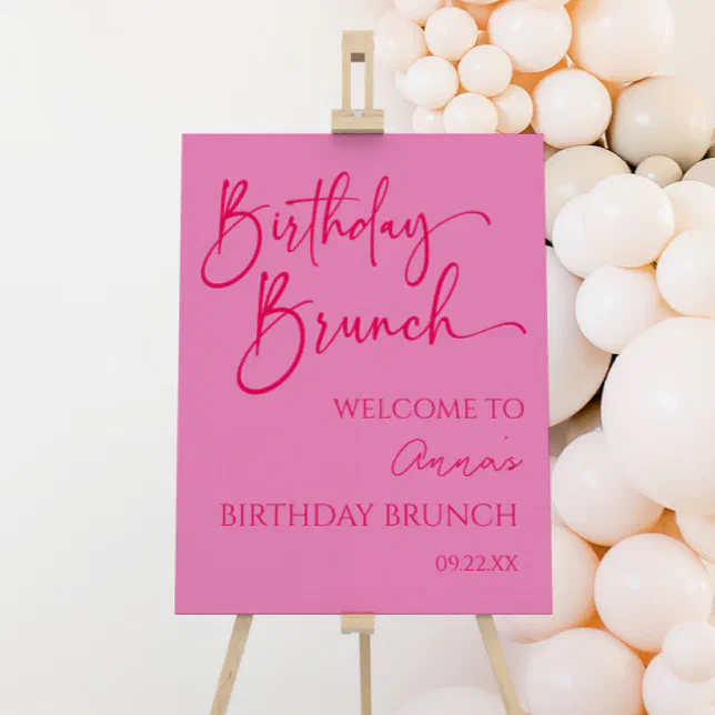 Hot Pink Modern Birthday Brunch Party Welcome Sign | Zazzle