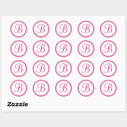 Hot Pink, Monogram B Wedding Label | Zazzle