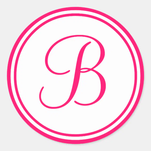 Hot Pink, Monogram B Wedding Label | Zazzle