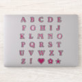 Hot Pink Monogram Text Letters Alphabet Heart Star Sticker | Zazzle