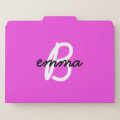 Hot Pink Name | Modern Initial Monogram Neon File Folder | Zazzle