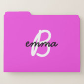 Hot Pink Name | Modern Initial Monogram Neon File Folder | Zazzle
