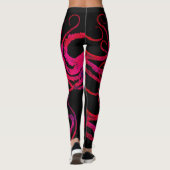 Hot Pink Octopus Tentacles On Black - Leggings | Zazzle
