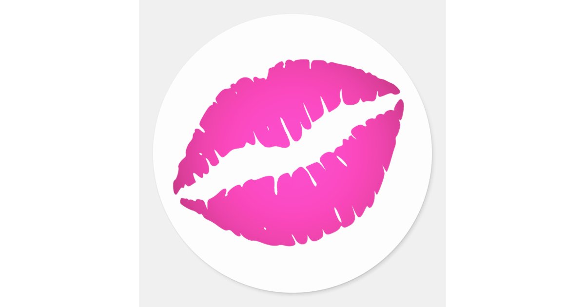 Hot Pink Ombre Lipstick Kiss Classic Round Sticker | Zazzle