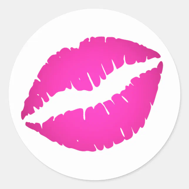 Hot Pink Ombre Lipstick Kiss Classic Round Sticker | Zazzle