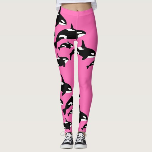 Hot Pink Orca Killer Whale Patterned Leggings | Zazzle