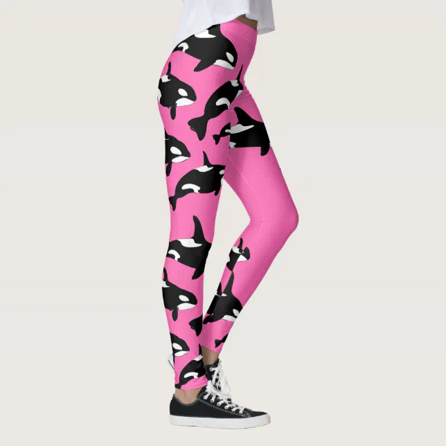 Hot Pink Orca Killer Whale Patterned Leggings | Zazzle