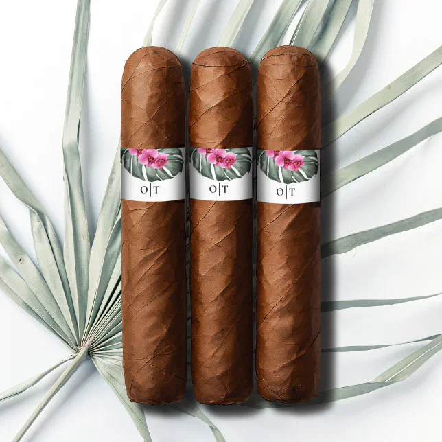 Hot Pink Orchids Tropical Wedding Cigar Band Label | Zazzle