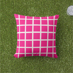 Hot Pink Outdoor Pillows - Grid Check | Zazzle