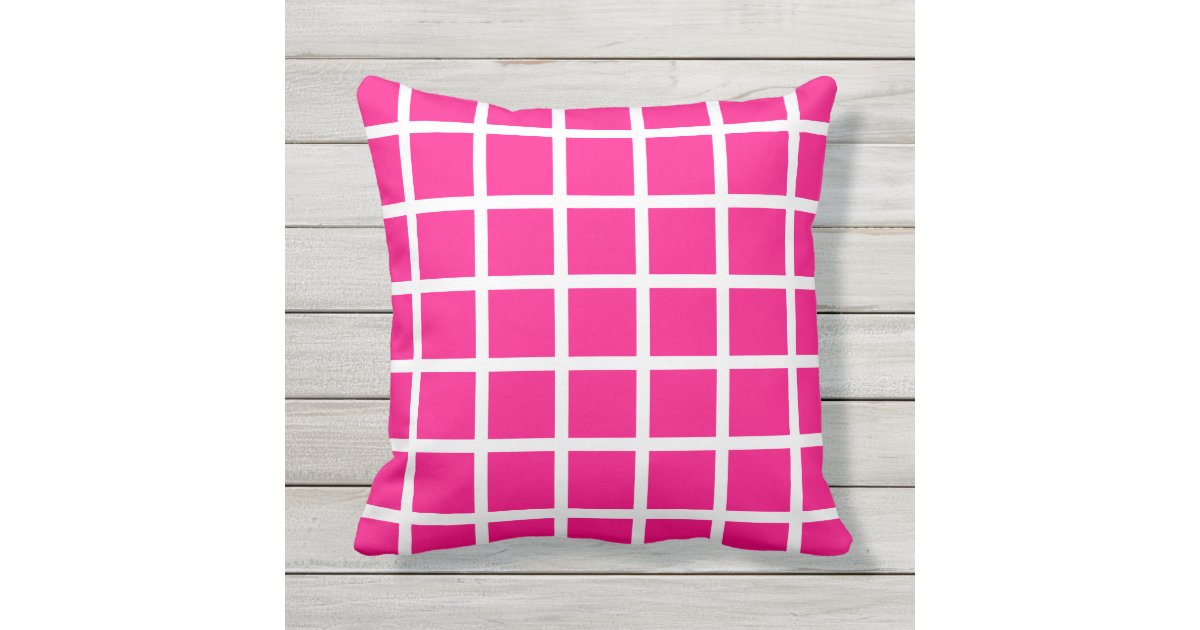 Hot Pink Outdoor Pillows - Grid Check | Zazzle.com