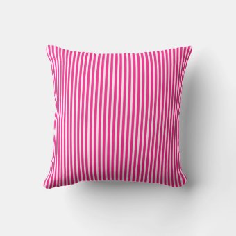 Hot Pink Outdoor Pillows - Oxford Stripe | Zazzle