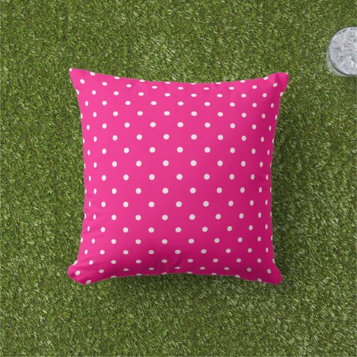 Hot Pink Outdoor Pillows - Polka Dot | Zazzle
