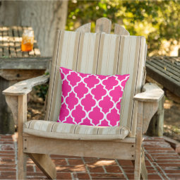 Hot Pink Outdoor Pillows Quatrefoil Lattice | Zazzle