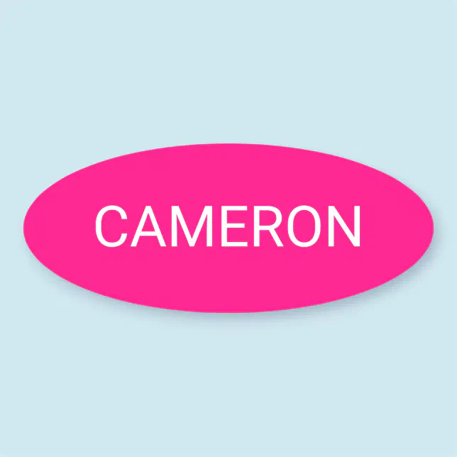 Hot Pink Oval Name Tag Badge Pin or Magnetic 3 in | Zazzle