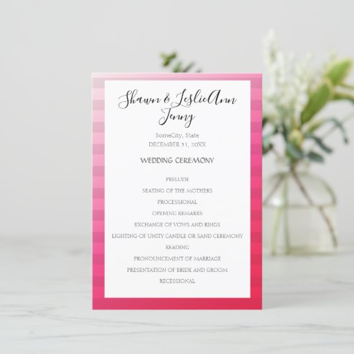 Hot Pink Party Wedding Ceremony Invitation | Zazzle