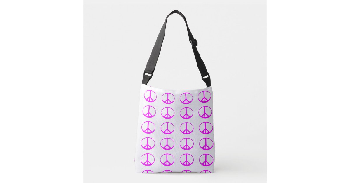 Hot Pink Peace Sign Crossbody Handbag | Zazzle