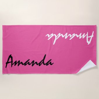 hot Pink Personalized Beach Towel | Zazzle