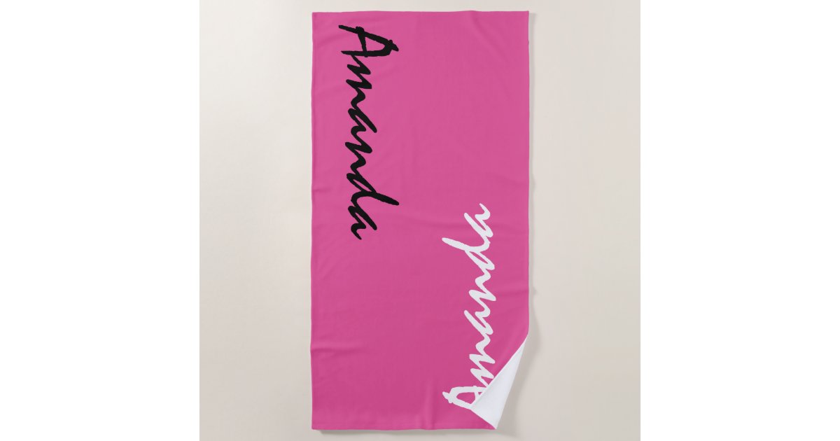 hot Pink Personalized Beach Towel | Zazzle