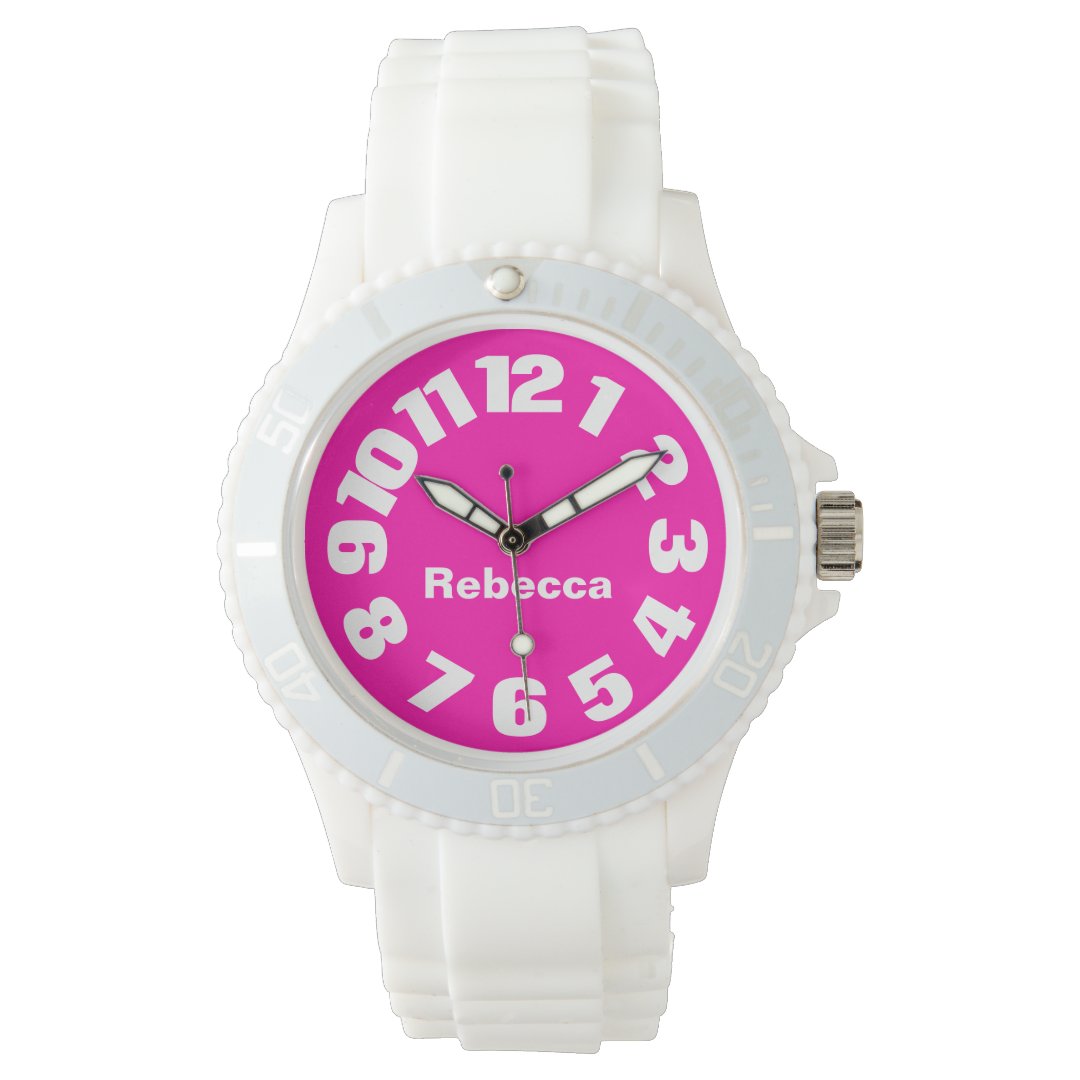 Hot Pink Personalized Women's Watch | Zazzle