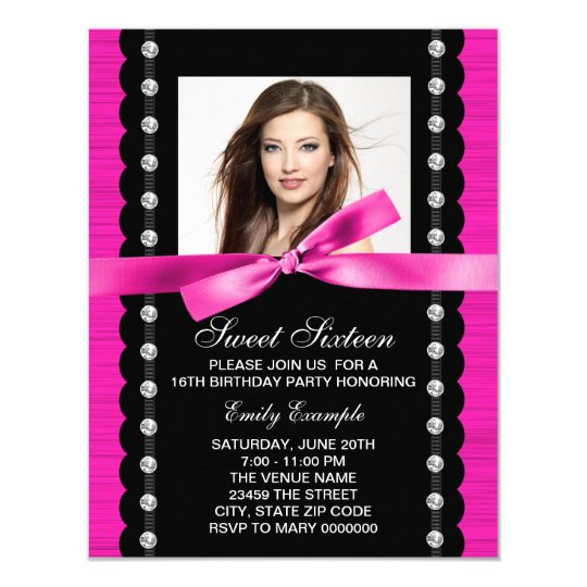 Hot Pink Photo Birthday Party Invitation | Zazzle.com