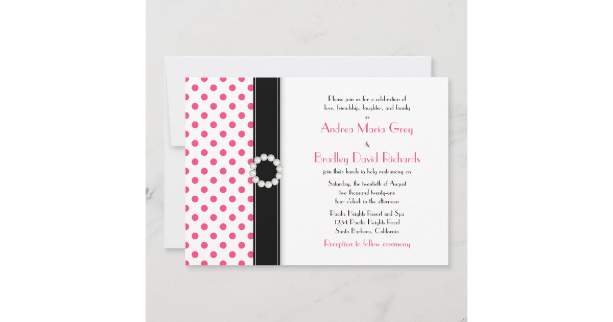 Hot Pink Polka Dot Wedding Invitation | Zazzle