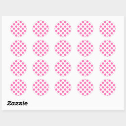 Hot Pink Polka Dots Classic Round Sticker | Zazzle