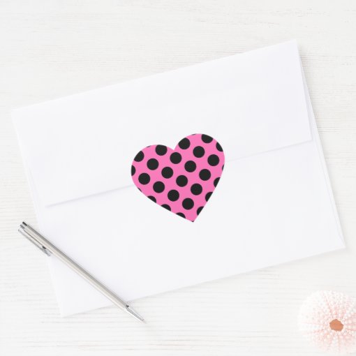 Hot Pink Polka Dots Heart Sticker | Zazzle