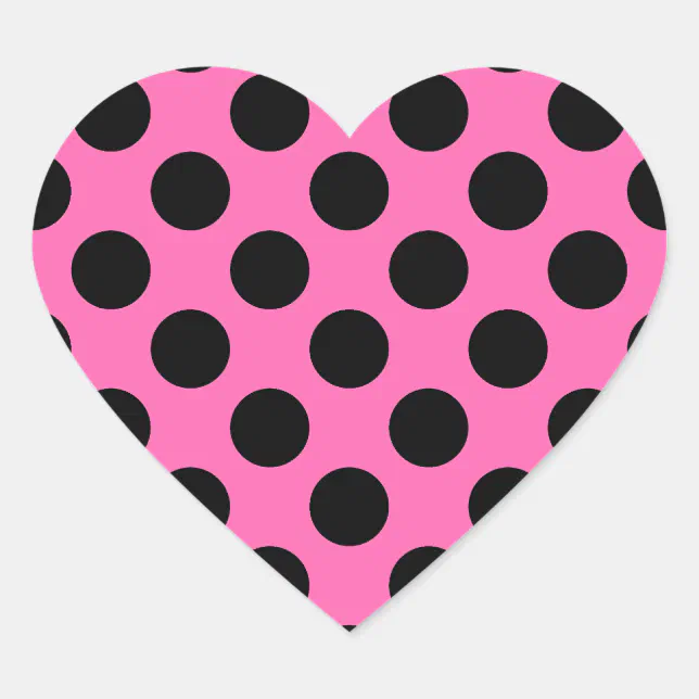 Hot Pink Polka Dots Heart Sticker | Zazzle
