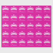 Hot Pink Princess Crown Custom Personalized Wrapping Paper | Zazzle