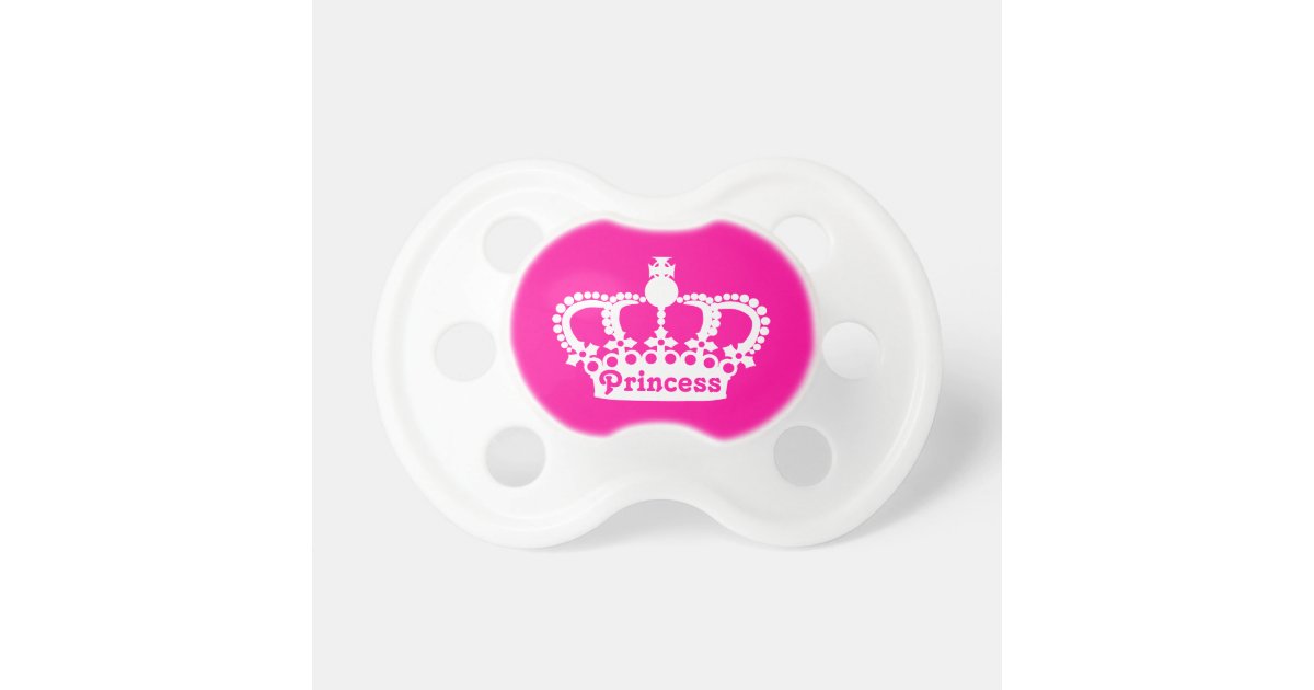 Hot pink princess crown pacifier | Zazzle