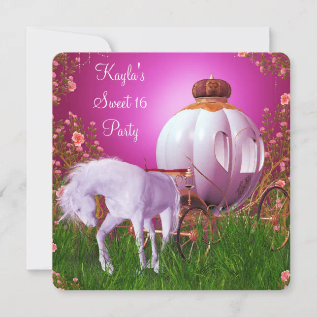 Hot Pink Princess Sweet 16 Birthday Party Invitation | Zazzle