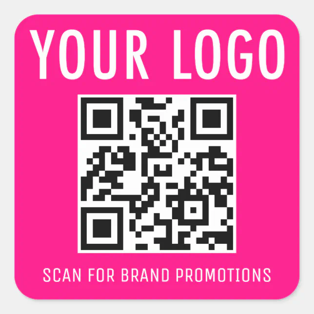 Hot Pink QR Code Stickers Business Logo Square | Zazzle
