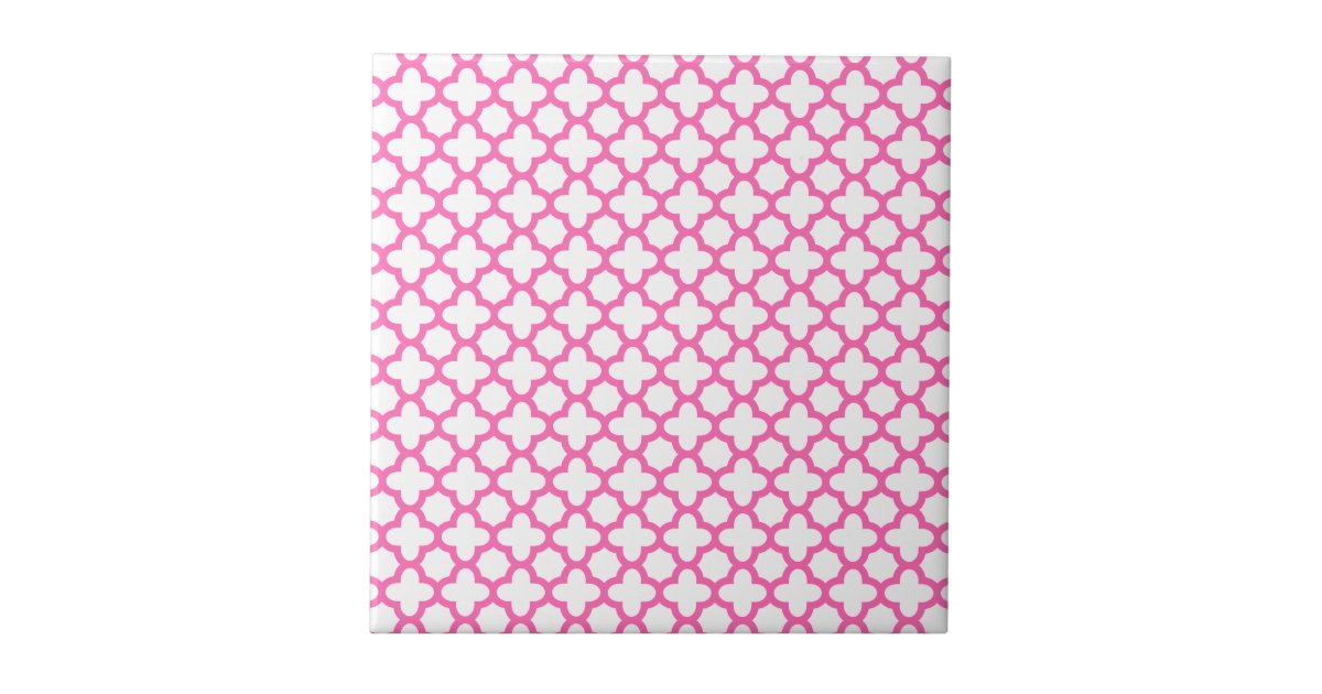 Hot Pink Quatrefoil Pattern Ceramic Tile | Zazzle