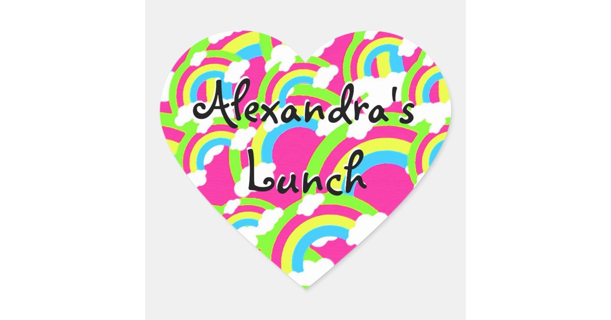 Hot Pink Rainbow Pattern Heart Sticker | Zazzle