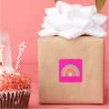 Hot Pink Rainbow Preppy Colorful Happy Rainbow Square Sticker | Zazzle